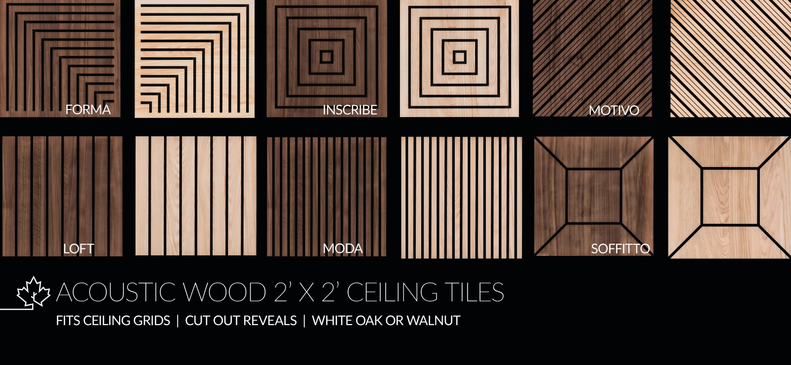 Acoustic Wood Ceiling Tiles - for Grid Systems - Odyssey Woodwerx